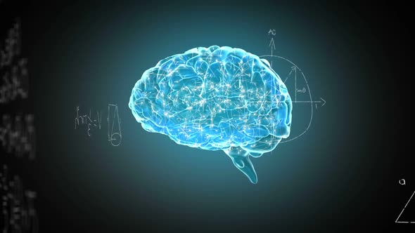 Animation of brain with technology and data processing, Motion Graphics