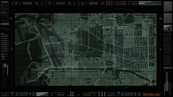 Futuristic HUD Digital City Map, Motion Graphics | VideoHive
