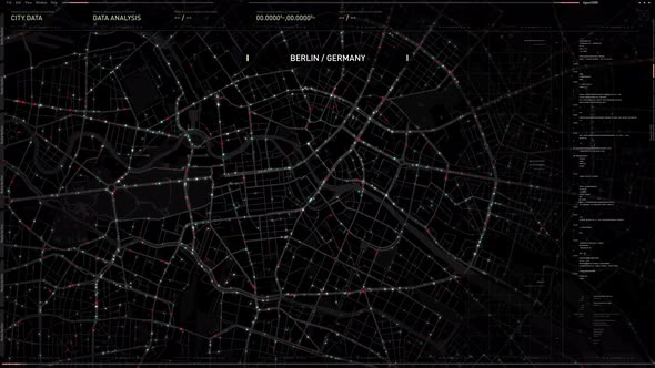Digital system is scanning the virtual city map to detect the target ...