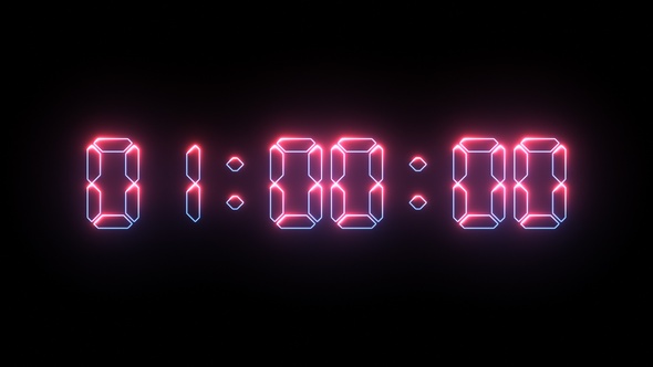 1 Minute Neon Digital Countdown V2, Motion Graphics | VideoHive