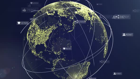 Global communication network. Animation of digital earth map, Motion ...