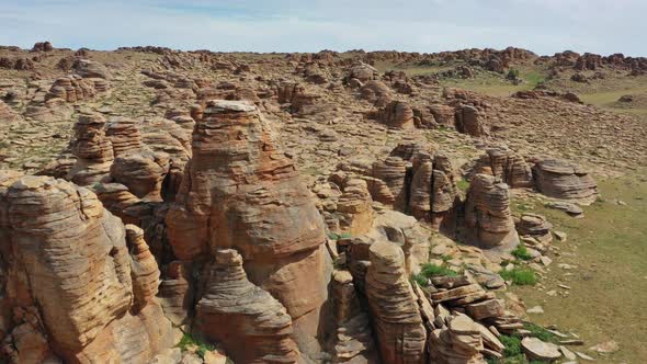 Rock Formations and Stacked Stones in Mongolia, Stock Footage | VideoHive