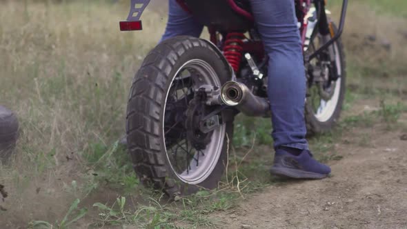 Professional Motorcyclist Drift and Turns on a Motorcycle on the Ground ...