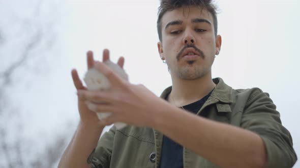 Low Angle Shot of Magician Juggling Cards in the Hand, Stock Footage