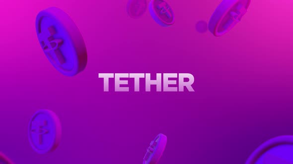 Tether Cryptocurrency Falling Coins Background Loop, Motion Graphics
