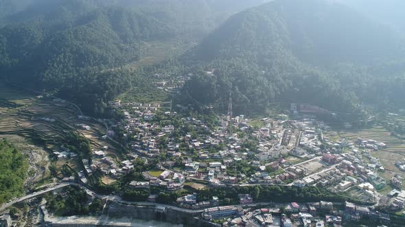 City of Uttarkashi in the state of Uttarakhand in India seen from the ...