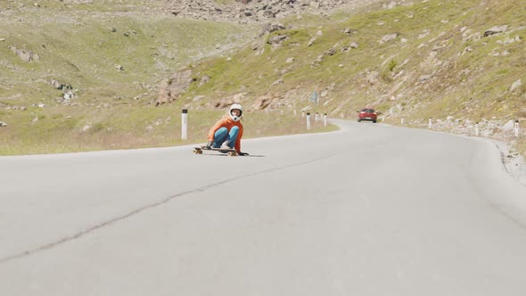 Cinematic downhill longboard session, Stock Footage | VideoHive
