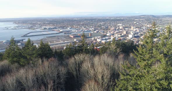 Bellingham Washington Aerial Reveal City Urban Landscape - Waterfront ...