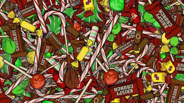 Tons Of Christmas Candy Raining Down Backdrop, Motion Graphics | VideoHive