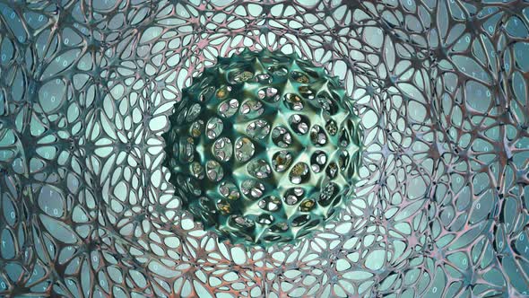 Sci_Fi Spiky Orb Rotating On A Web Background, Motion Graphics | VideoHive