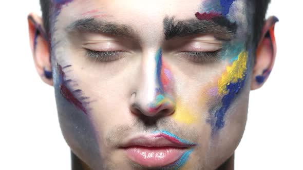 Male Face, Makeup Art., Stock Footage | VideoHive