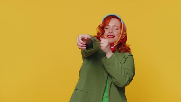 Mime Young Woman Pulling an Imaginary Unreal Invisible Rope Showing How ...