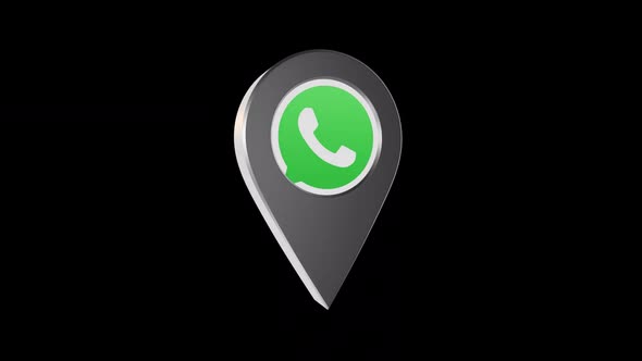 3D Rotating Whats App Location Pin Icon Animation With Alpha Channel 2K ...