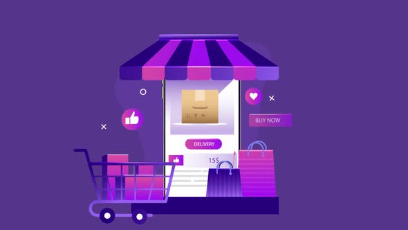 Ecommerce Shopping Animation Video. Online Shopping On Mobile App And ...