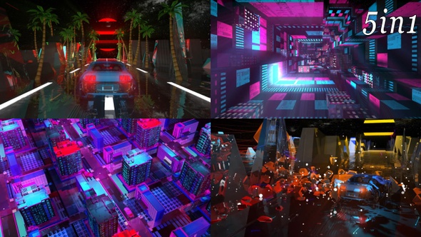 Space Car - Vj Loop Pack (5in1), Motion Graphics | VideoHive