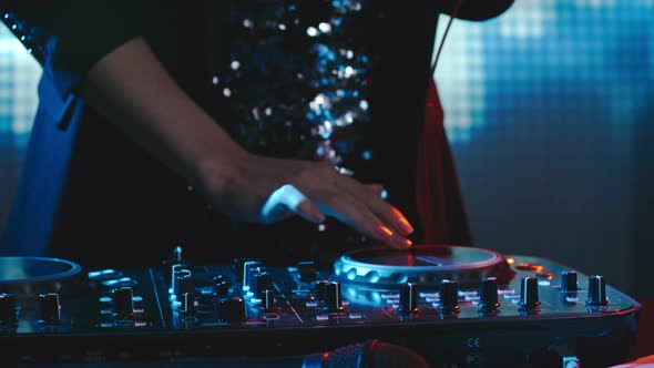 Beautiful Woman DJing in Nigthclub, Stock Footage | VideoHive