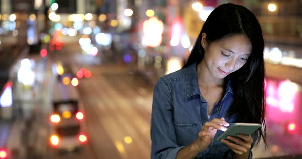 Woman Looking at Mobile Phone at Night , Stock Footage | VideoHive