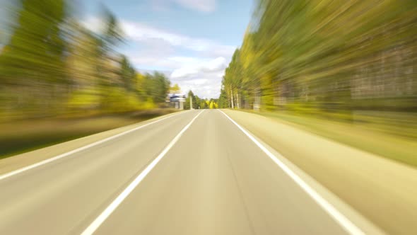 Hyperlapse Time-lapse of Car Driving Through Small Suburbia Trees ...
