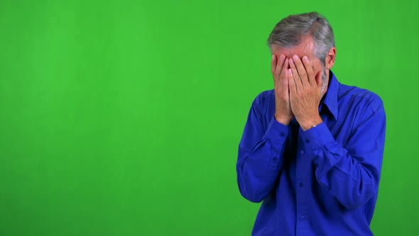 Old Senior Man Cries - Green Screen - Studio, Stock Footage | VideoHive