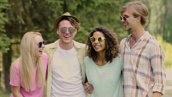 Group of Young Happy People Hugging, Laughing, Having Good Time ...