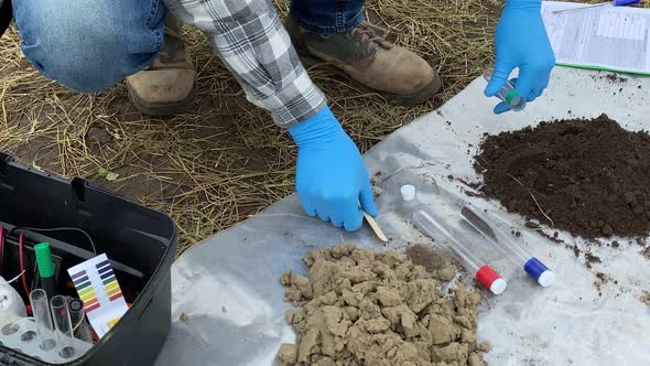 Specialist Taking Soil Sample Test Tube Laboratory Analysis Outdoors ...