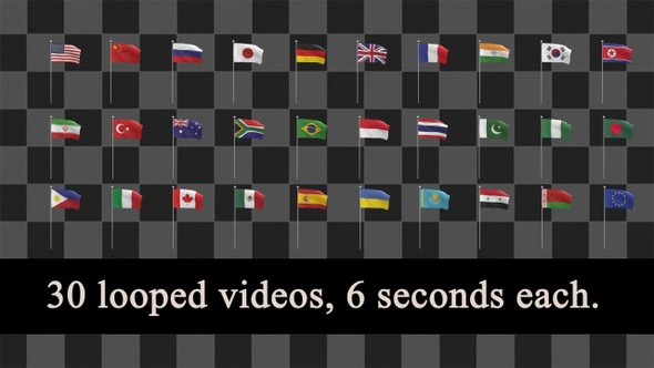 Waving Flag Pack Looped, Motion Graphics | VideoHive