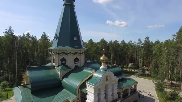 Aerial view of churchs in Monastery in forest 04, Stock Footage | VideoHive
