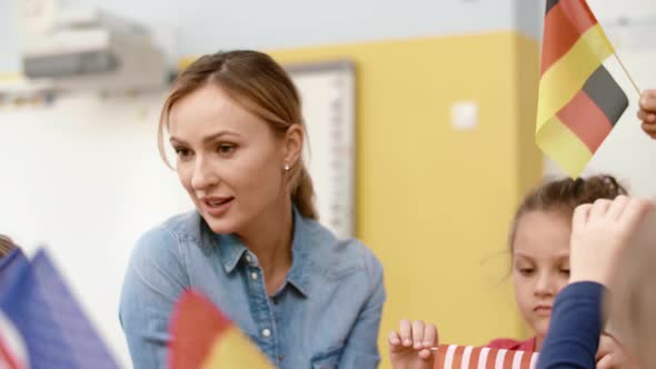 Group of children learning language in the preschool , Stock Footage