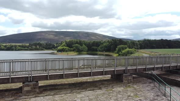 Reservoir Harlaw, Pentland, Scotland and Hill In Background Aerial View ...