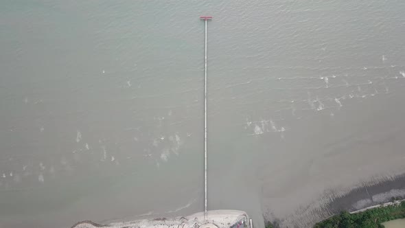 Aerial look down jetty Pantai Murni waterfront, Stock Footage | VideoHive