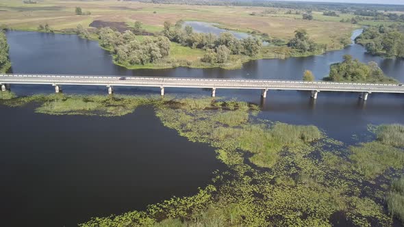 Auto Road Bridge Over Desna River in Chernihiv Region, Ukraine, Stock ...