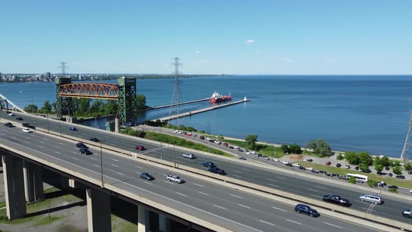 Cars Driving On The Burlington Skyway Crossing The Burlington Bay Canal ...