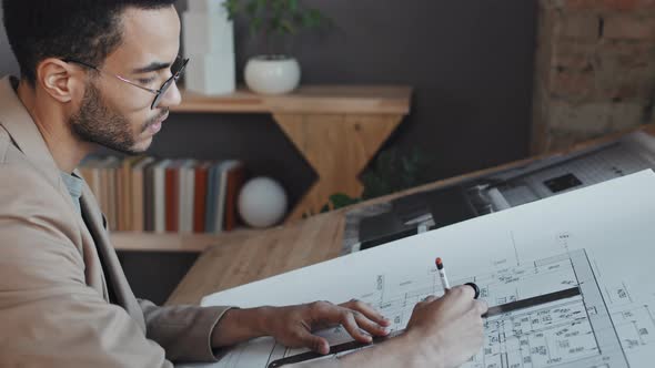 Biracial Architect Drawing, Stock Footage | VideoHive