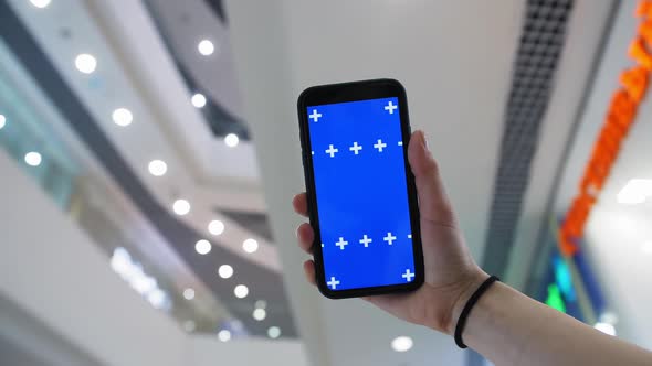 Smartphone Screen with Blue Screen and Dots for Mockup, Stock Footage