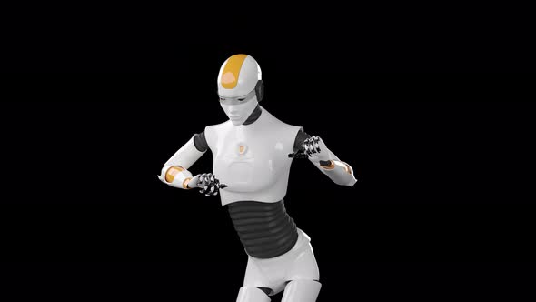 Android Dancing and Spinning in a Cycle Close Shot, Motion Graphics