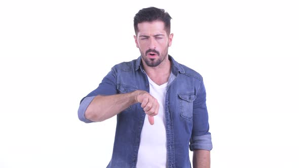 Angry Young Bearded Hipster Man Giving Thumbs Down, Stock Footage ...