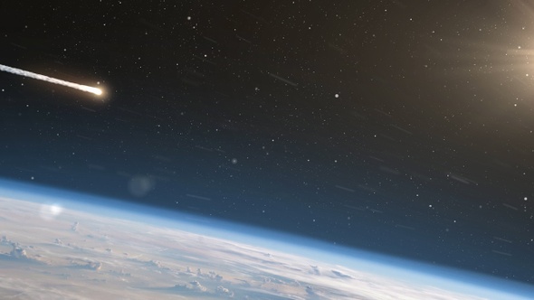 Asteroid Meteor burns in atmosphere Earth, Realistic vision, Motion ...