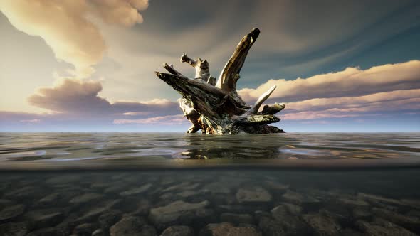 Ocean Seascape with Sky and Ocean Wave Splitted By Waterline to ...