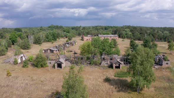 Drone Flight Over Ruins of Farms in Chernobyl Zone, Stock Footage ...