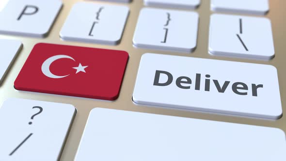 Deliver Text and Flag of Turkey on the Computer Keyboard, Motion Graphics