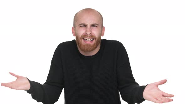 Portrait of Irritated Man Having Beard and Mustaches Being Full on ...