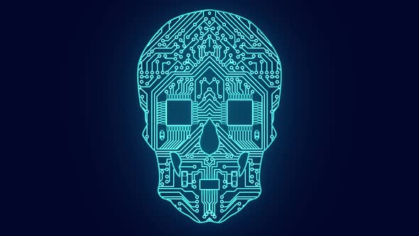 cybersecurity : Human Skull chipset technology, Motion Graphics | VideoHive
