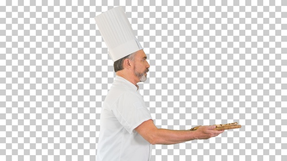 Chef walking fast with pizza, Alpha Channel, Stock Footage | VideoHive