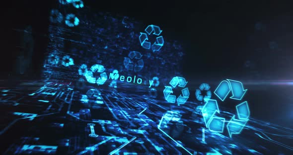 Recycling electronic waste data and sustainable industry symbols loop ...