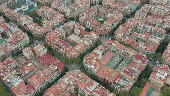 Aerial View. Typical Square Quarters of Barcelona., Stock Footage ...