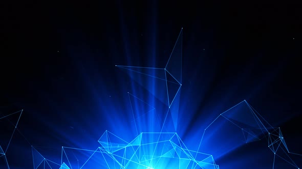 3D abstract technology with intersections and particles. 4K loop ...