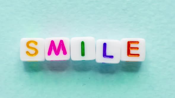 Smile Word Happy Message Gif Cubes Letters Blue, Stock Footage | VideoHive