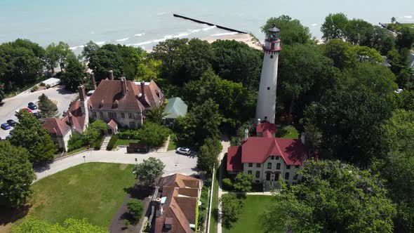 historic Grosse Point Light in Evanston, Illinois. Construction was ...