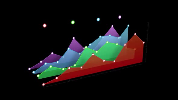 Colourful 3d graph on black background, Motion Graphics | VideoHive