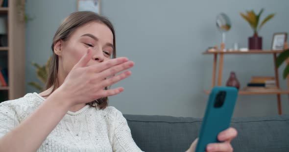 Crop View of Deaf Woman Having Video Conversation and Showing with Sign ...